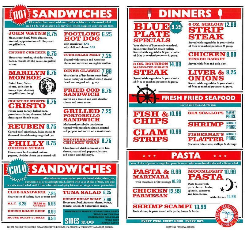 BerkshireMenus.com - Misty Moonlight Diner