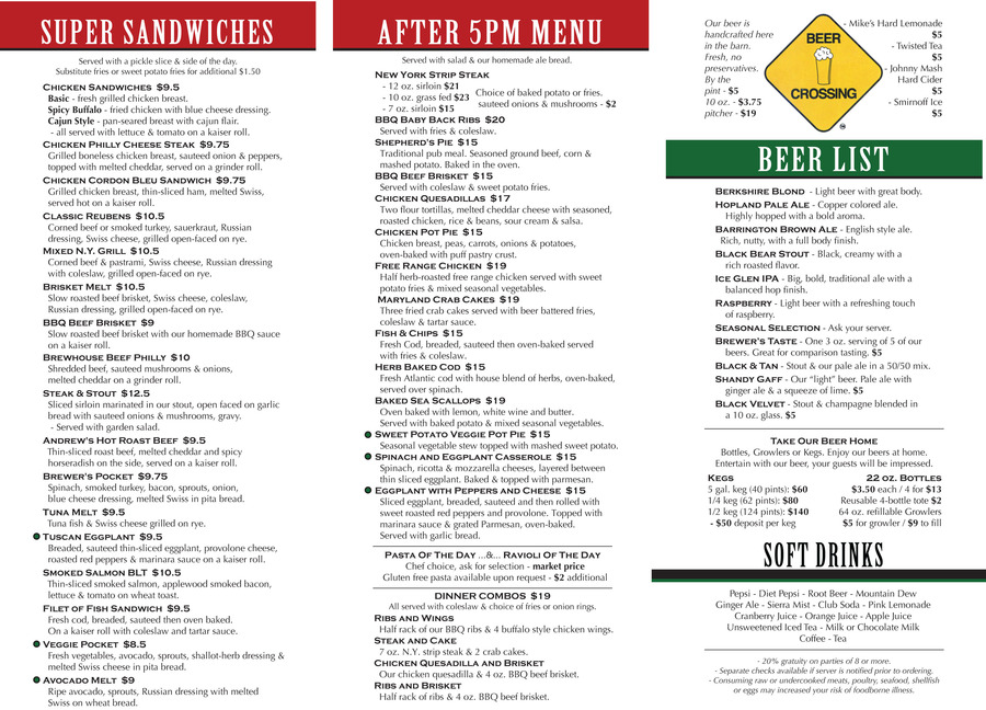 BerkshireMenus.com - Barrington Brewery and Restaurant