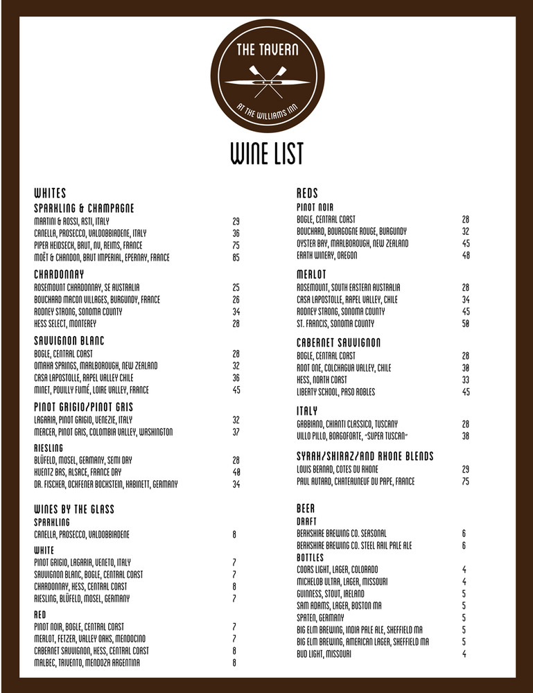 BerkshireMenus.com - The Williams Inn