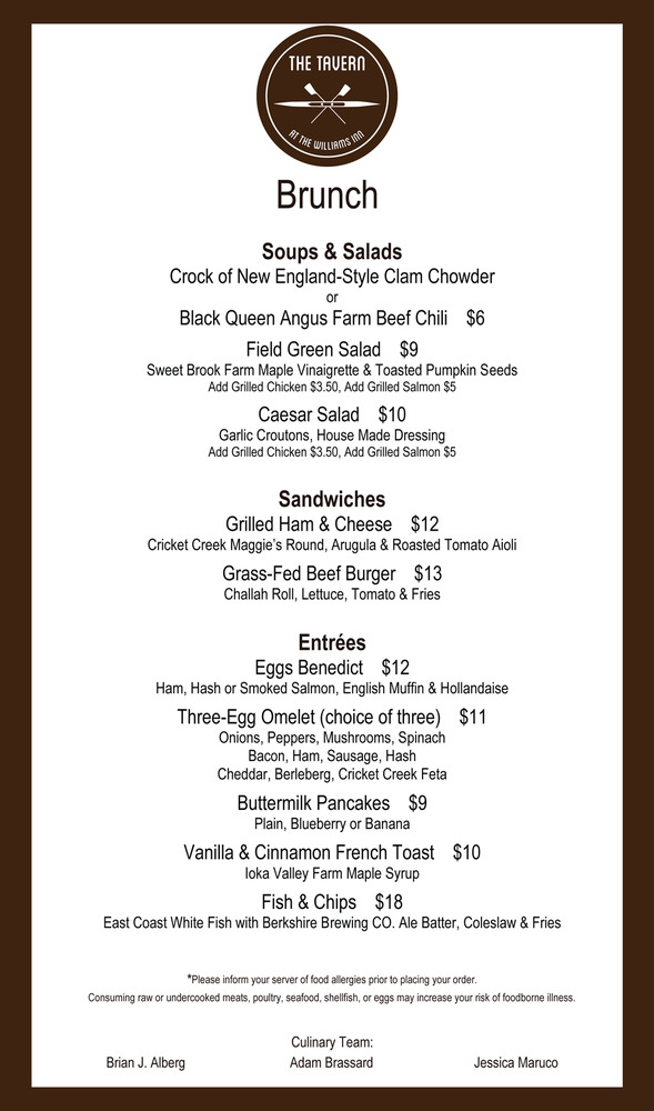 BerkshireMenus.com - The Williams Inn