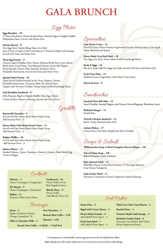 BerkshireMenus.com - Gala Restaurant and Bar