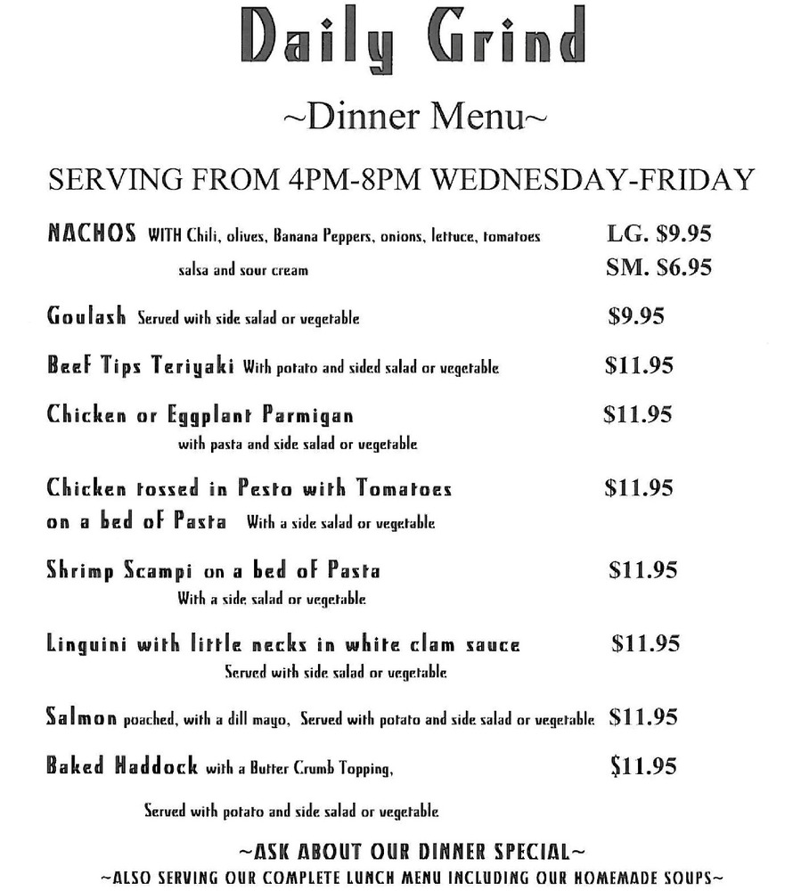 BerkshireMenus.com - Daily Grind