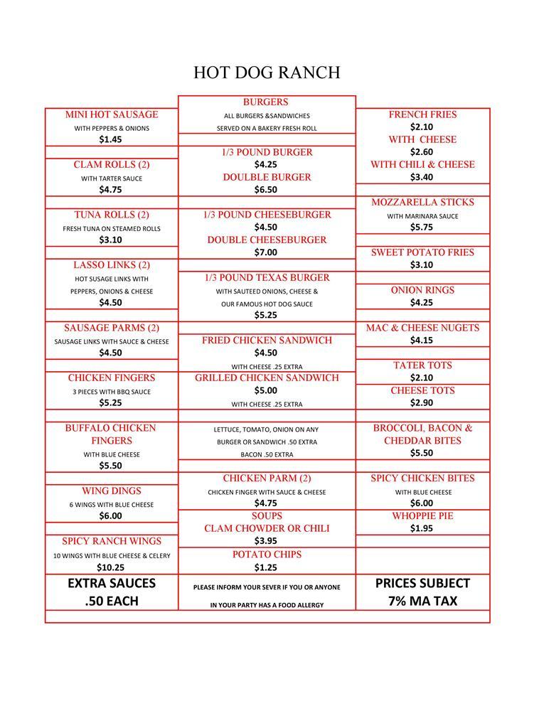 BerkshireMenus.com - Hot Dog Ranch