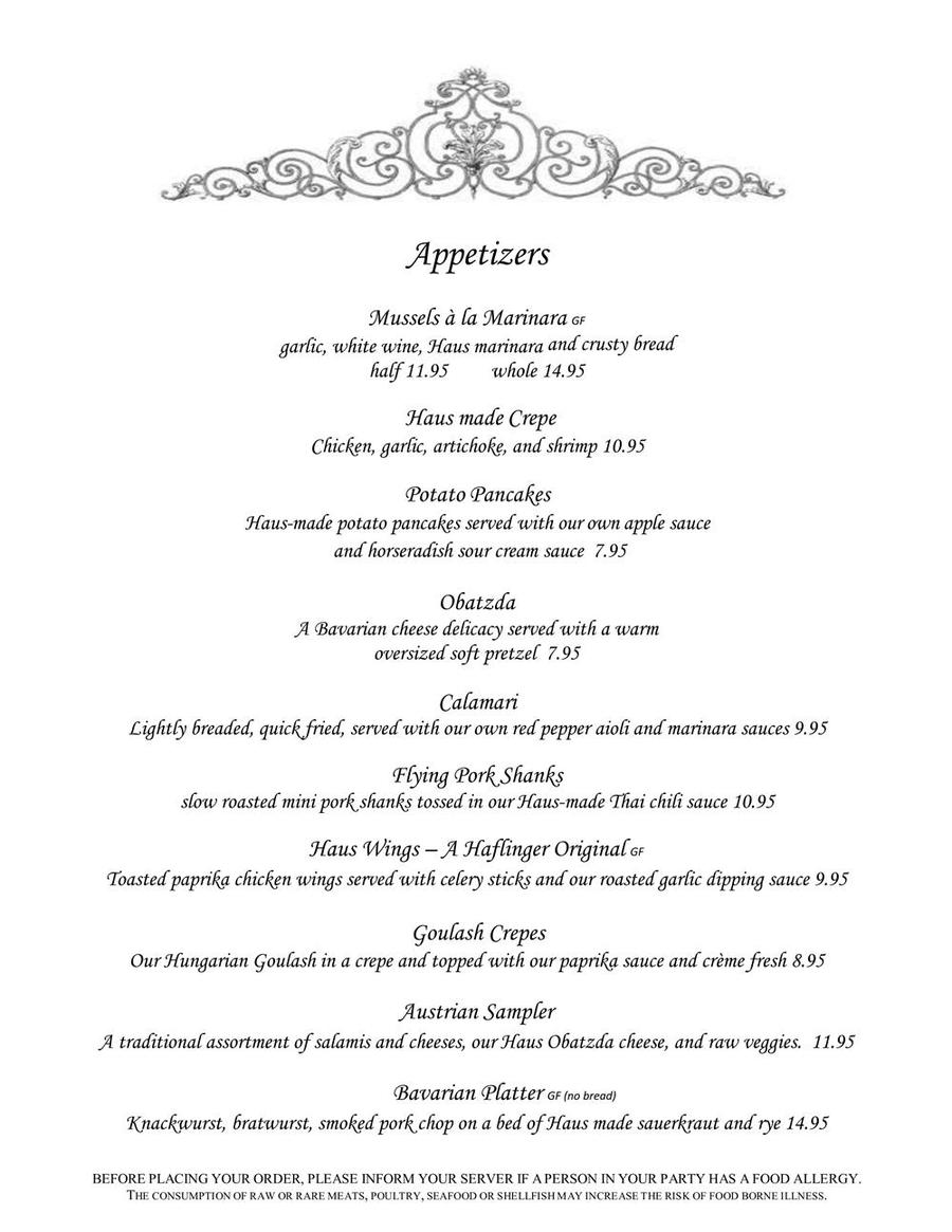 BerkshireMenus.com - Haflinger Haus