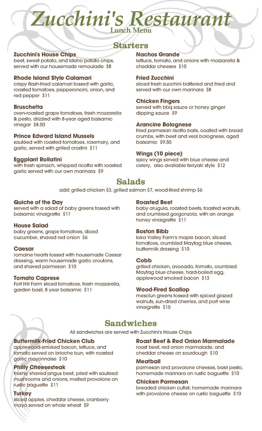 BerkshireMenus.com - Zucchinis