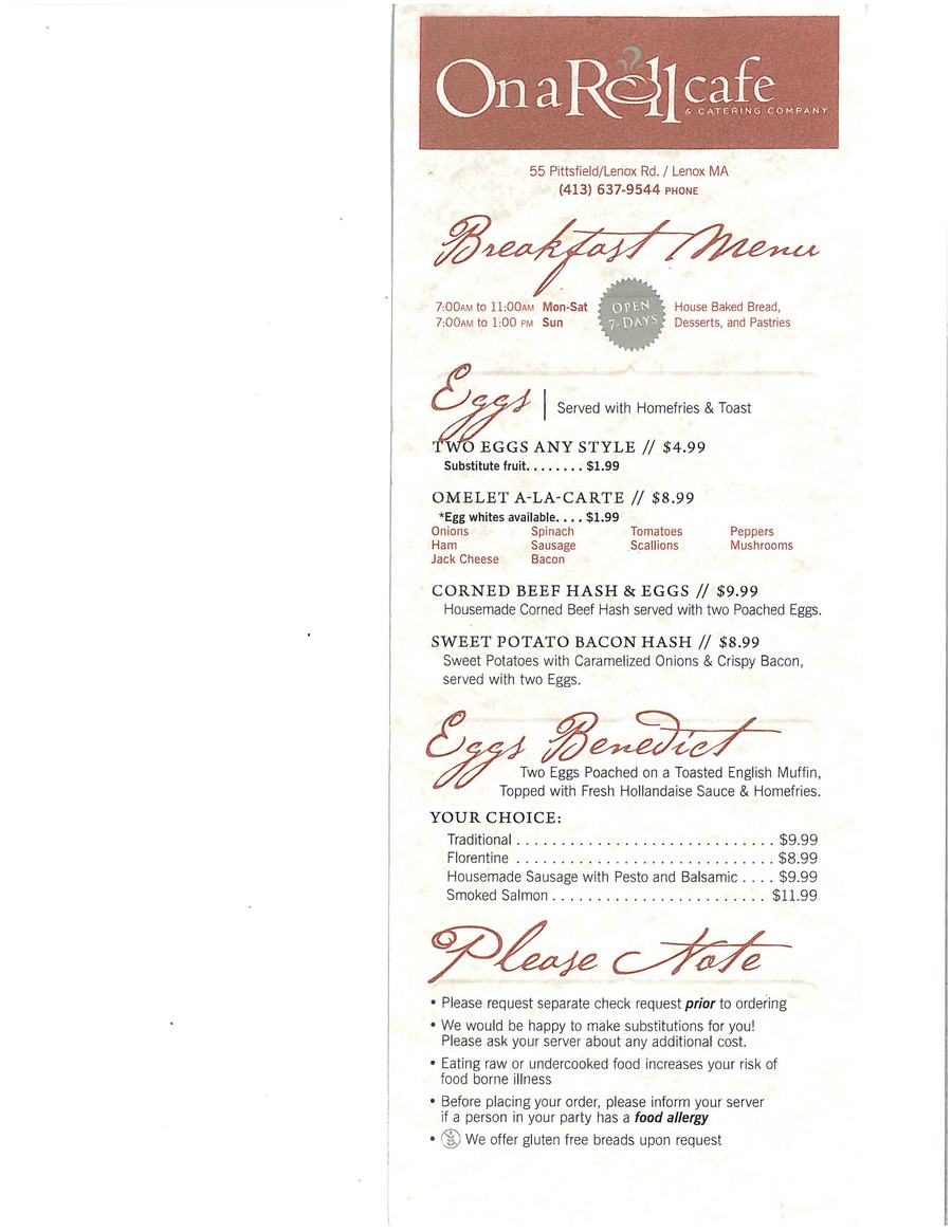 BerkshireMenus.com - On A Roll