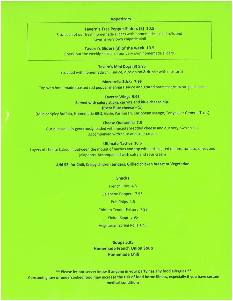 BerkshireMenus.com - Tavern at The A