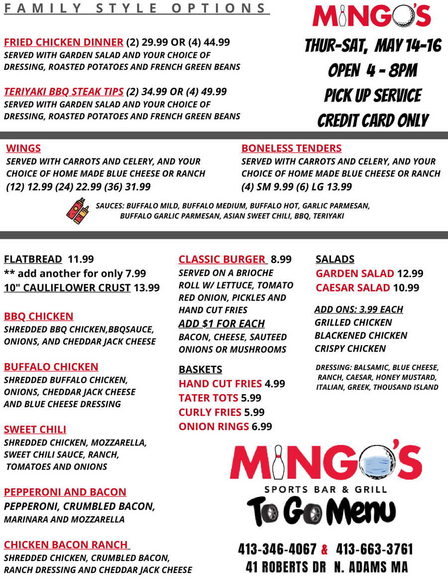 BerkshireMenus.com - Mingo's