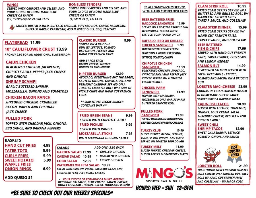 BerkshireMenus.com - Mingo's