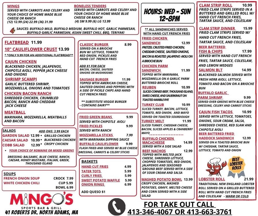 BerkshireMenus.com - Mingo's