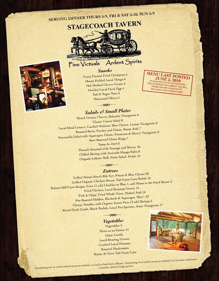 BerkshireMenus.com - Stagecoach Tavern