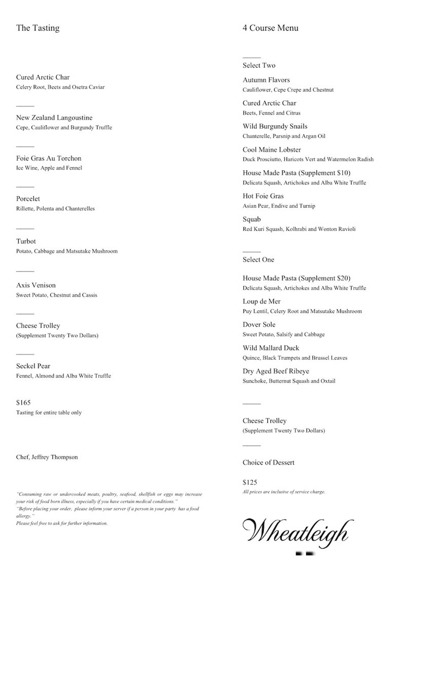 BerkshireMenus.com - Wheatleigh's Restaurant